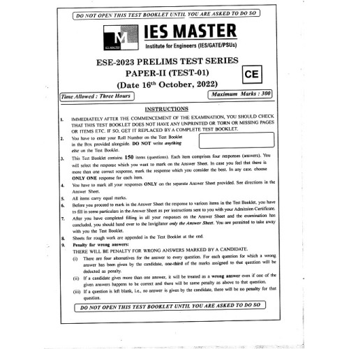 IES PRELIMS TEST SERIES 2023 : CIVIL ENGINEERING Tech Subjectwise ...